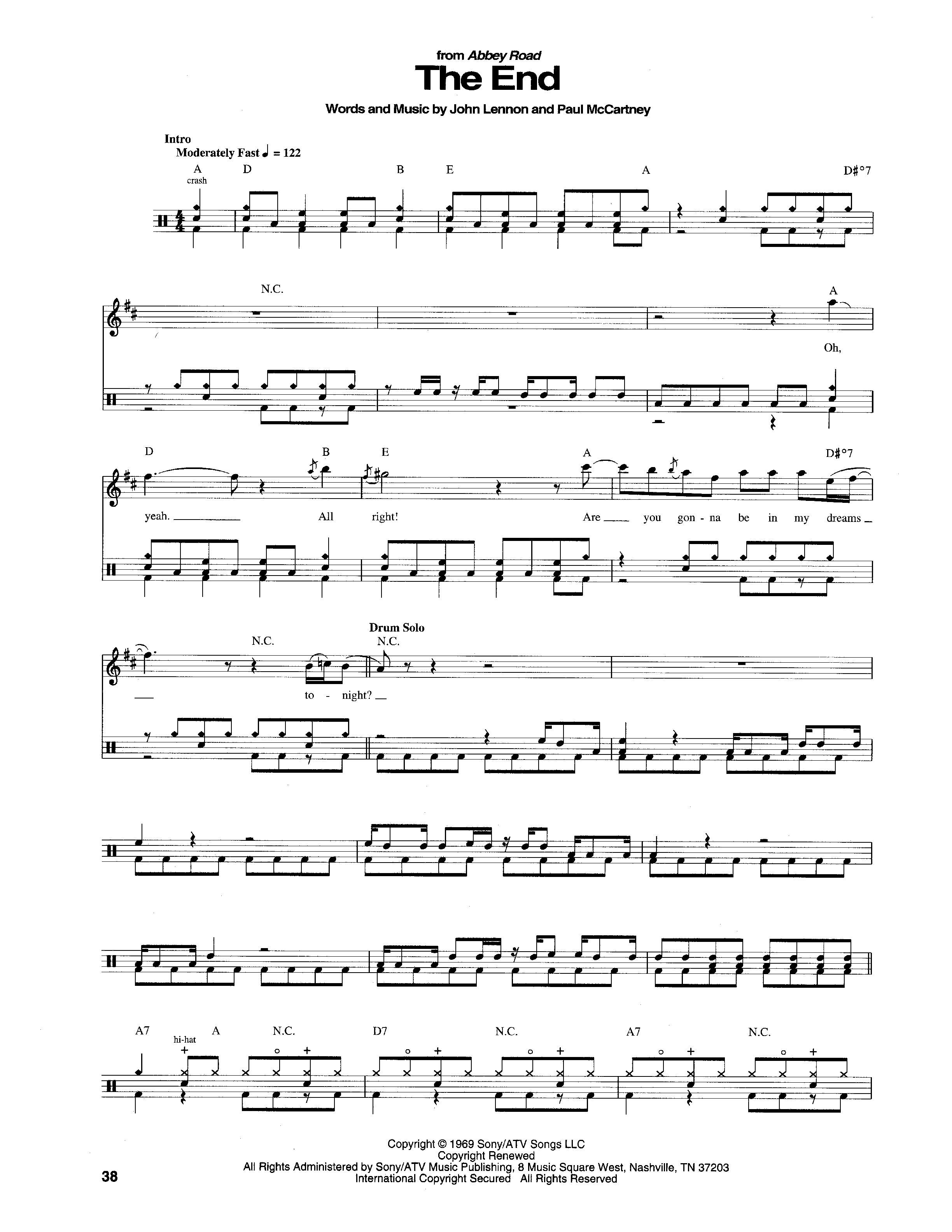 Play Official version of The end Sheet Music by The Beatles for Drum ...
