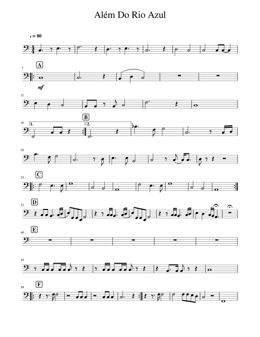 Além_Do_Rio_Azul Sheet music for Trombone (Solo) | Musescore.com