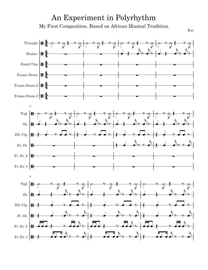 An Experiment in Polyrhythm Sheet Music for Drum group, Strings group ...