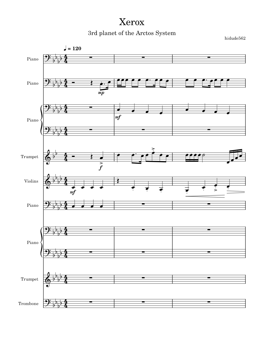 Xerox Sheet music for Piano, Trombone, Strings group, Trumpet other ...