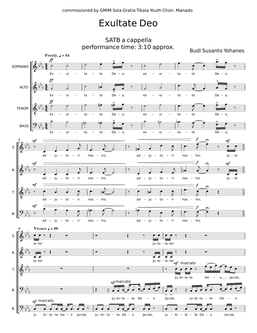 Exultate Deo - Alessandro Scarlatti Sheet music for Bass guitar ...