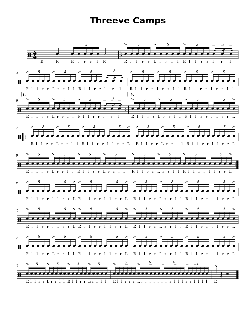 Threeve Camps Sheet Music for Snare drum (Solo) | MuseScore.com
