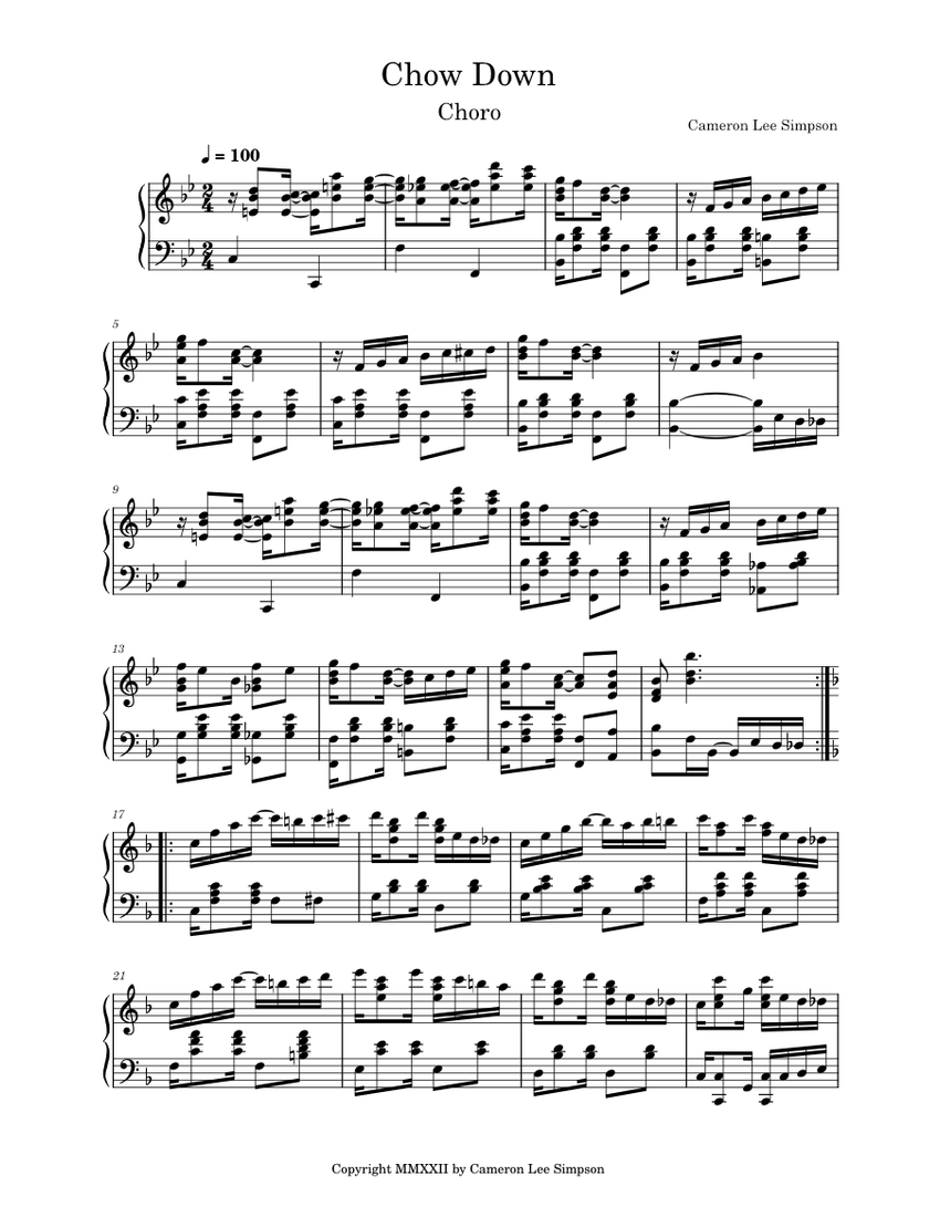 Chow DOWN – Cameron Lee Simpson Sheet music for Piano (Solo ...