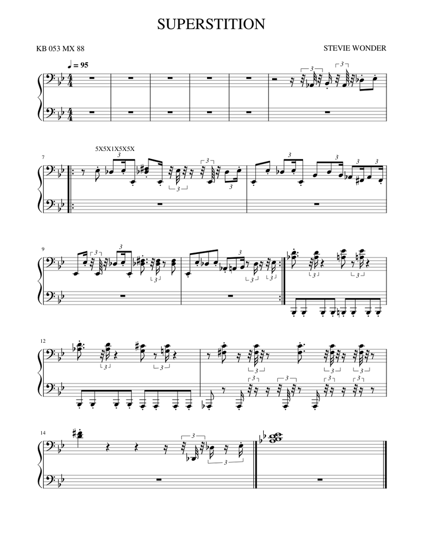 Superstition – Stevie Wonder SUPERSTITION SIMPLIFIEE Sheet music for Piano (Solo) | Musescore.com