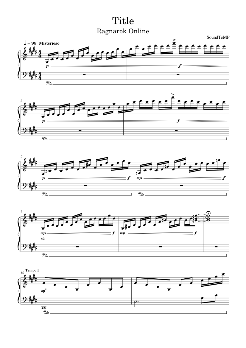 Ragnarok Online Title – SoundTeMP Sheet Music for Piano (Solo ...