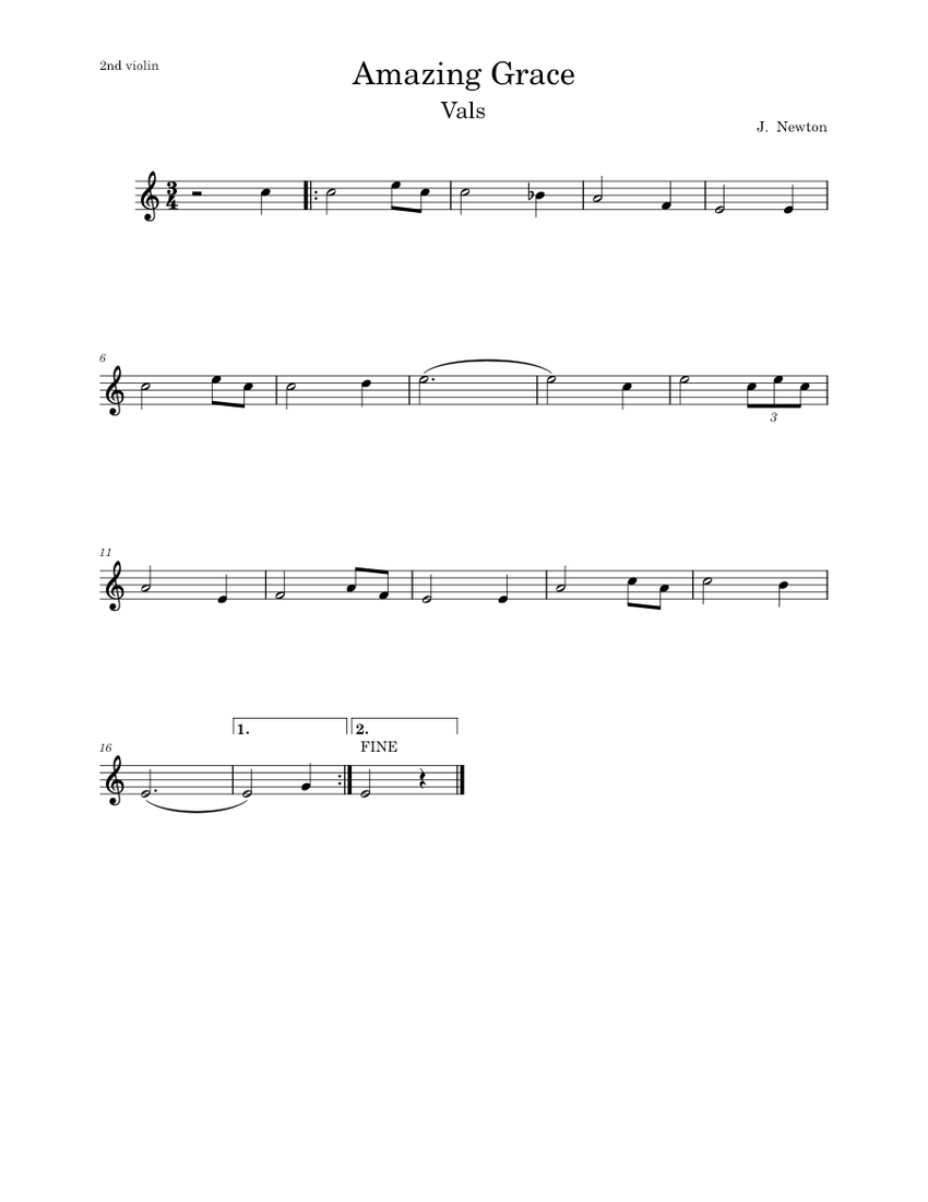 Amazing Grace 2ND Sheet music for Piano (Solo) Easy | Musescore.com