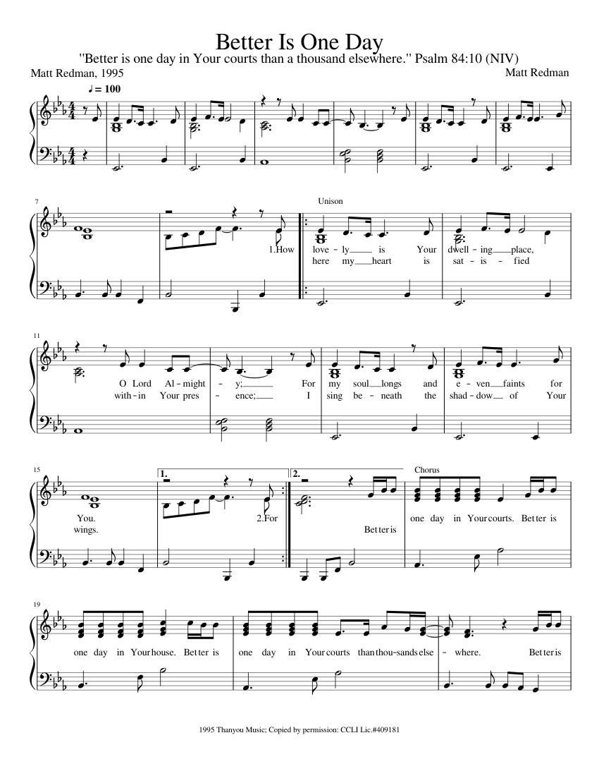 Better Is One Day Sheet music for Piano (Solo) Easy | Musescore.com