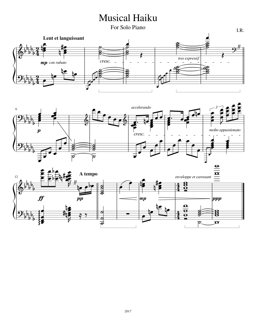 Musical Haiku for Solo Piano Sheet music for Piano (Solo) | Musescore.com