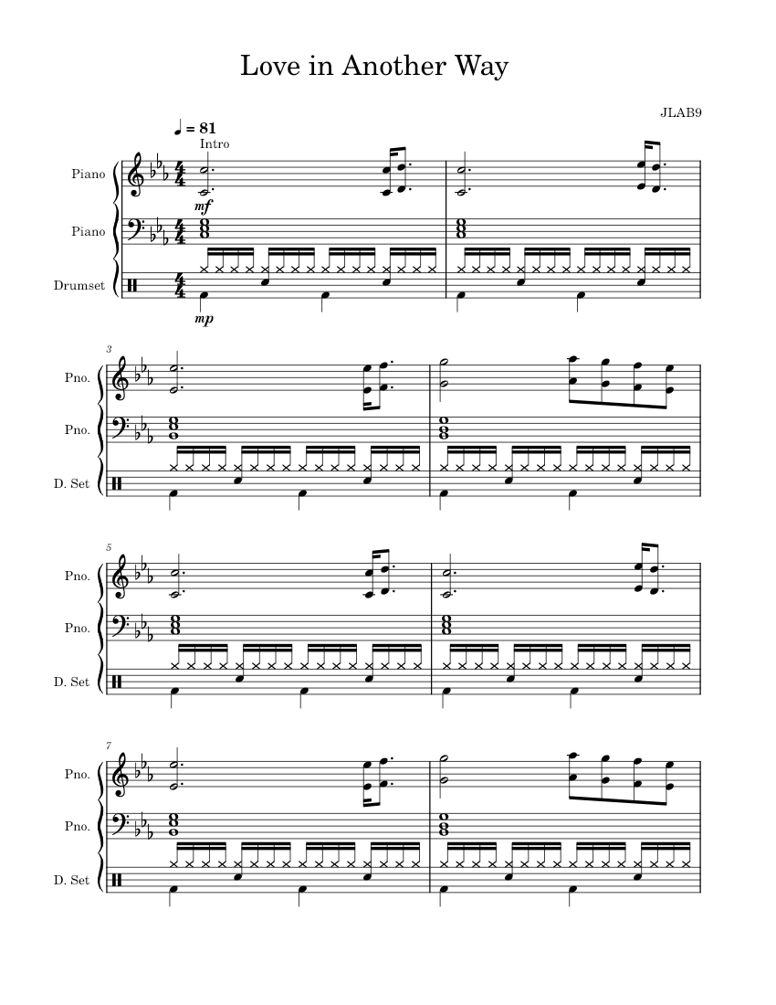 Love in Another Way - JLAB9 Sheet music for Piano, Drum group (Solo ...
