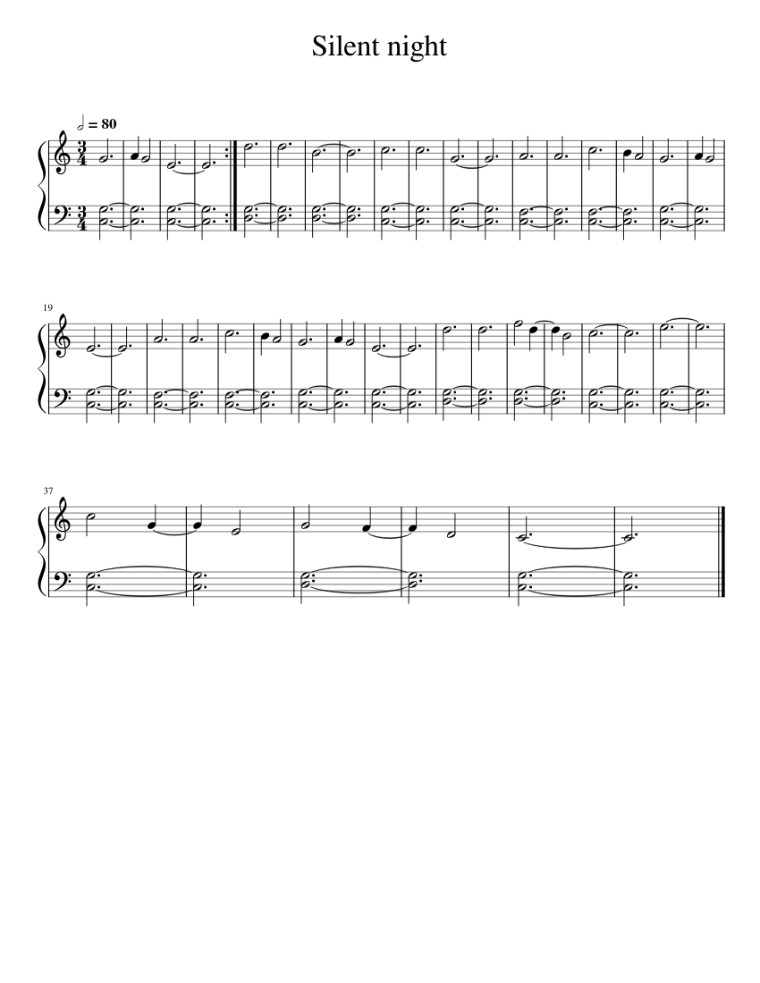 Silent night – Easy piano Sheet music for Piano (Solo) | Musescore.com