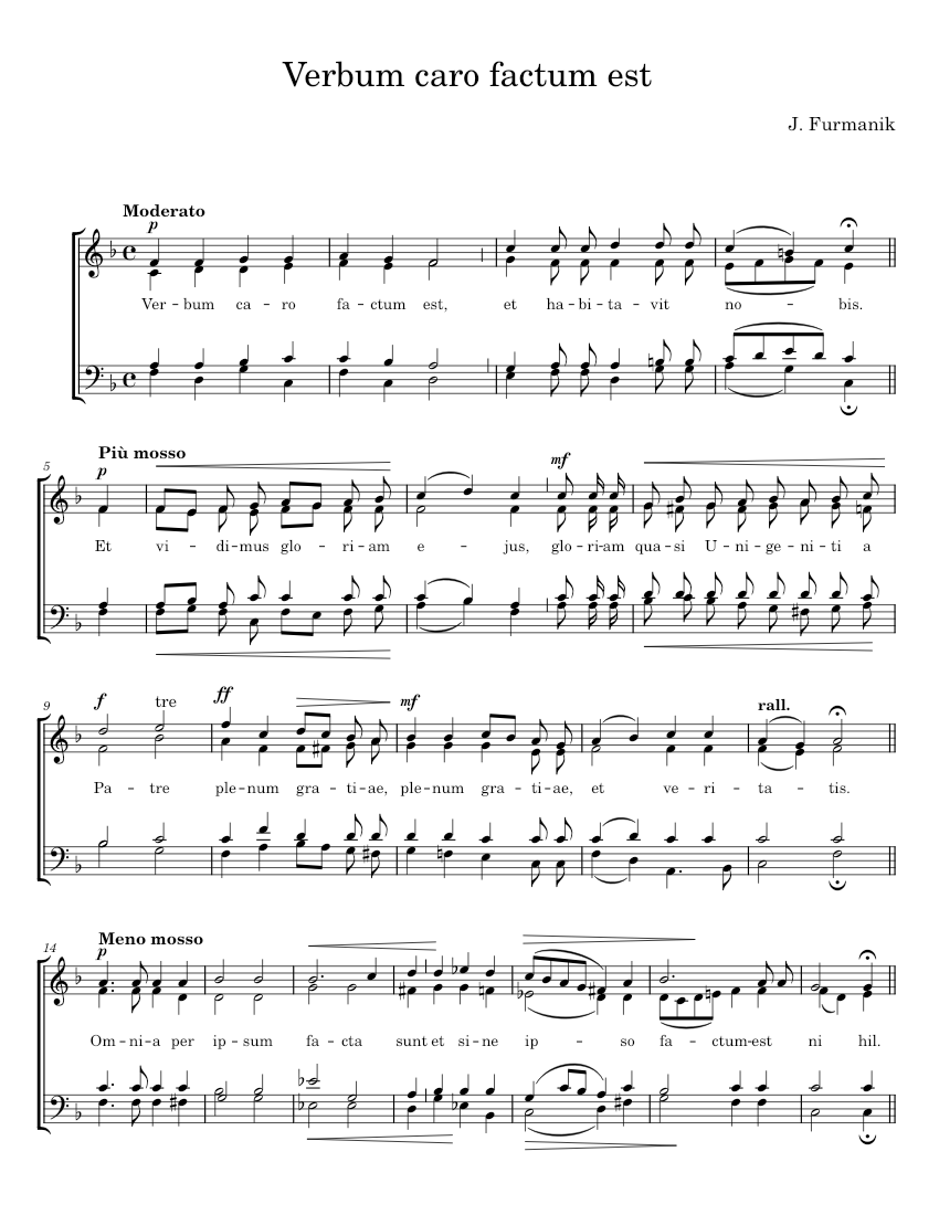 Verbum caro factum est - J. Furmanik Sheet Music for Synthesizer (Mixed ...