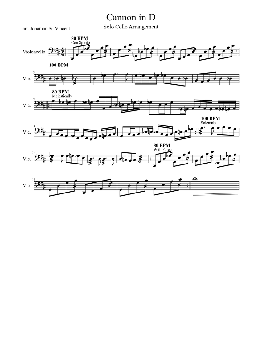 Cannon in D (For Cello) Sheet music for Cello (Solo) | Musescore.com