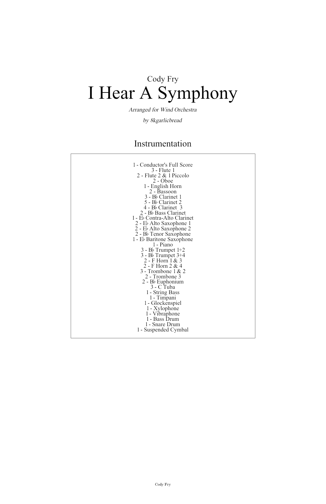 Now I Hear a Symphony – Cody Fry I Hear a Symphony - Wind Orchestra ...