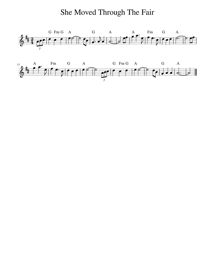 She Moved Through The Fair Sheet music for Piano (Solo) Easy ...