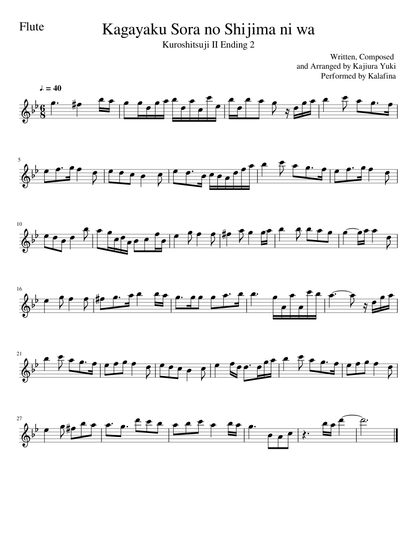 Kagayaku Sora no Shijima ni wa, Flute Sheet music for Flute (Solo ...
