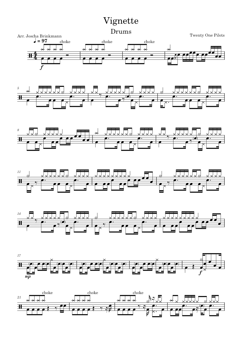 Vignette – Twenty One Pilots Sheet Music for Drum group (Solo ...