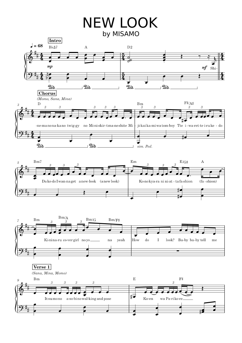 Play Official version of NEW LOOK Sheet Music by MISAMO for Piano ...