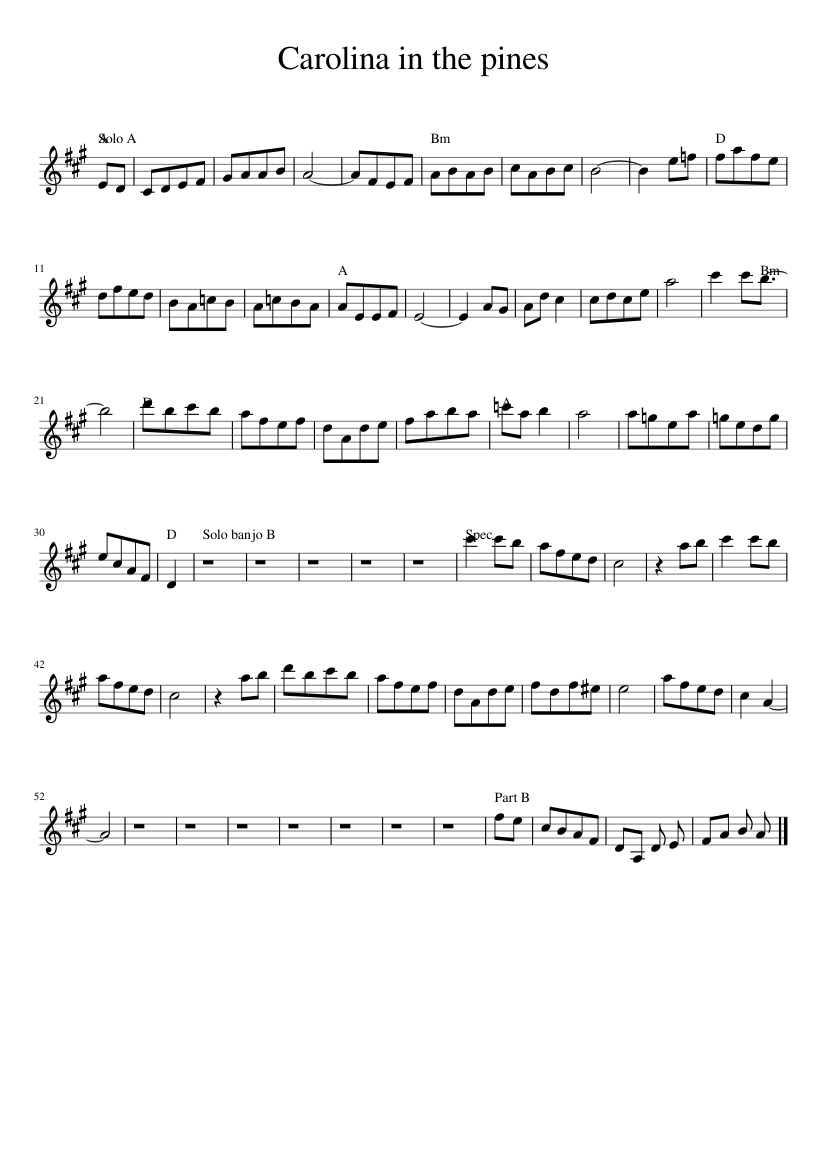 Carolina in the pines Sheet Music for Piano (Solo) | MuseScore.com