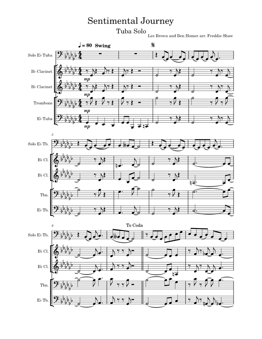 Sentimental Journey – Ben Homer Sentimental Journey for Solo Tuba Sheet ...