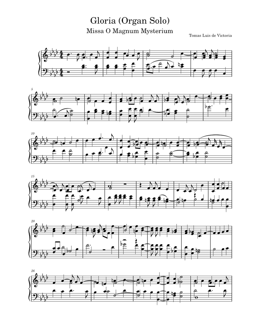 Gloria, Missa O Magnum Mysterium – Tomás Luis de Victoria Gloria (Organ ...
