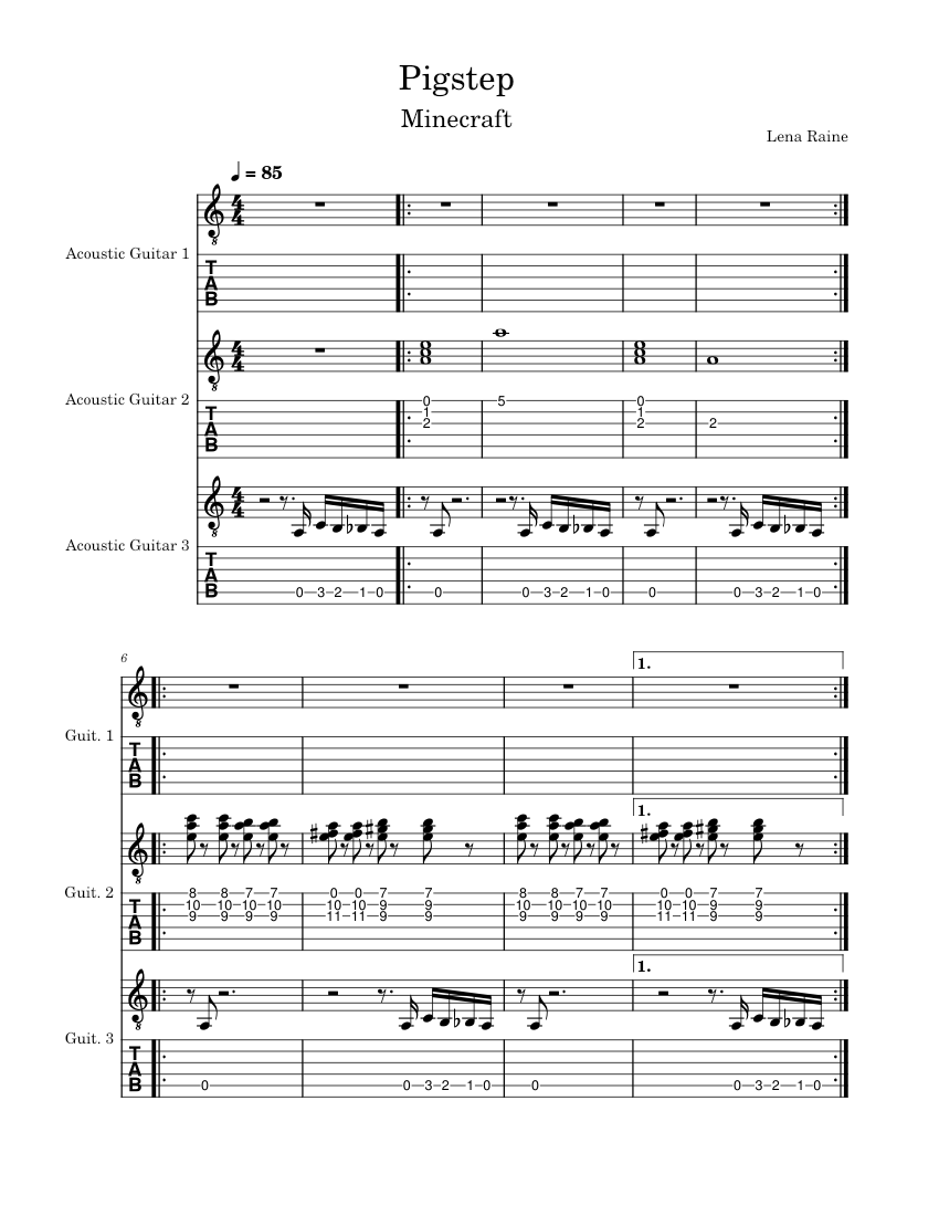 Pigstep – Lena Raine Pigstep Sheet music for Guitar (Mixed Trio ...