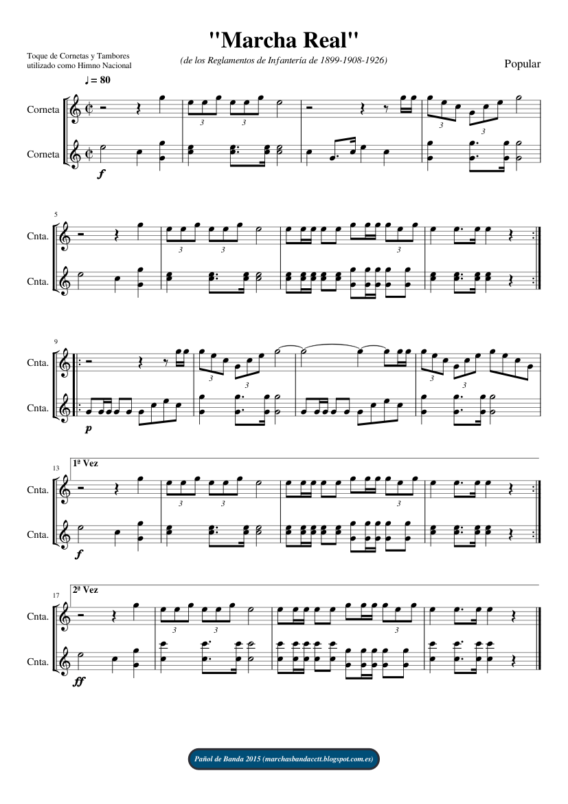 "Marcha Real" Sheet music for Brass (other) (Brass Duet) | Musescore.com