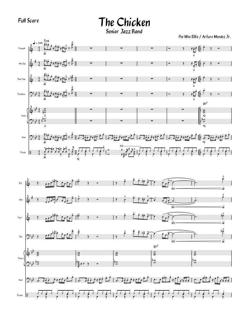 The Chicken – Pee Wee Ellis The Chicken Sheet music for Piano, Trombone ...