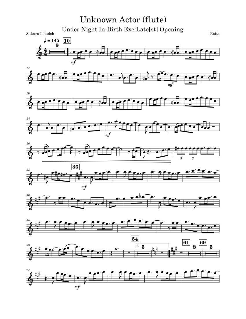 Unknown Actors – Raito (flute) Sheet music for Flute (Solo) | Musescore.com