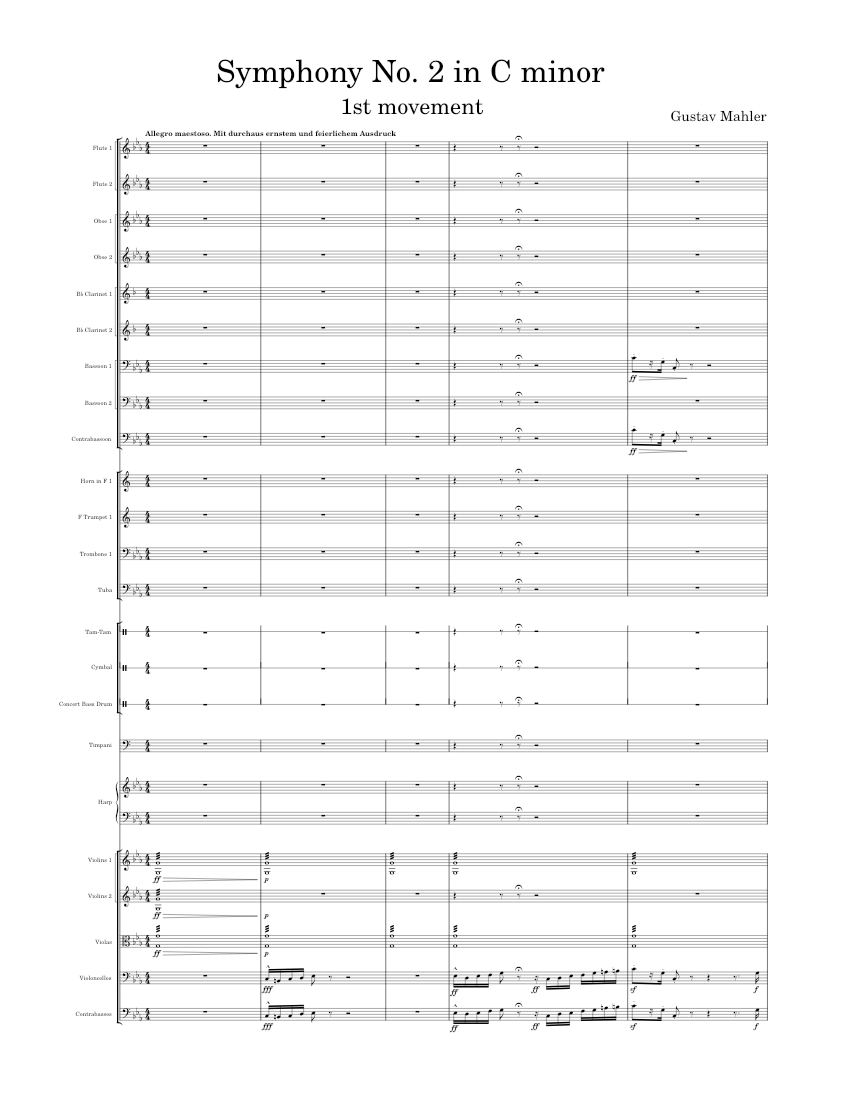 Symphony No.2 – Gustav Mahler – 1st movement Sheet Music for Piano, Trombone, Tuba, Flute & more ...