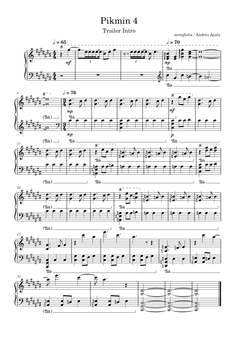Pikmin 4 Title Theme - Masaya Kuzume Sheet music for Piano (Solo) Easy ...