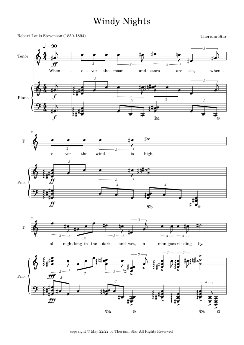 Windy Nights Sheet music for Piano, Tenor (Piano-Voice) | Musescore.com