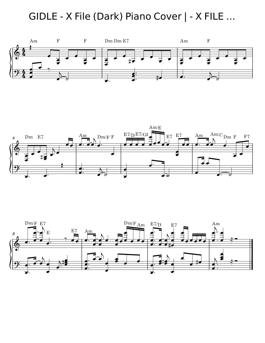 DARK (X-file) - (G)-IDLE Sheet Music for Piano (Solo) | MuseScore.com