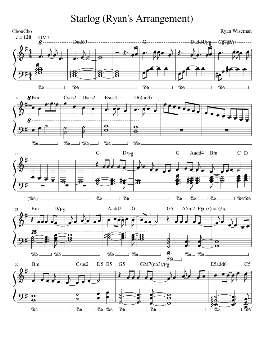 ChouCho's "Starlog" (TV Size) (Ryan's Version) - Fate/Kaleid OP Sheet ...