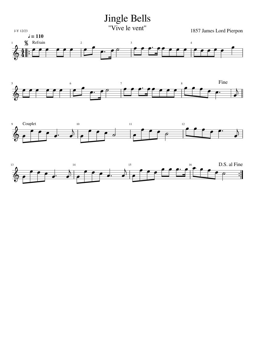 Jingle Bells Sheet Music for Harmonica (Solo) | MuseScore.com
