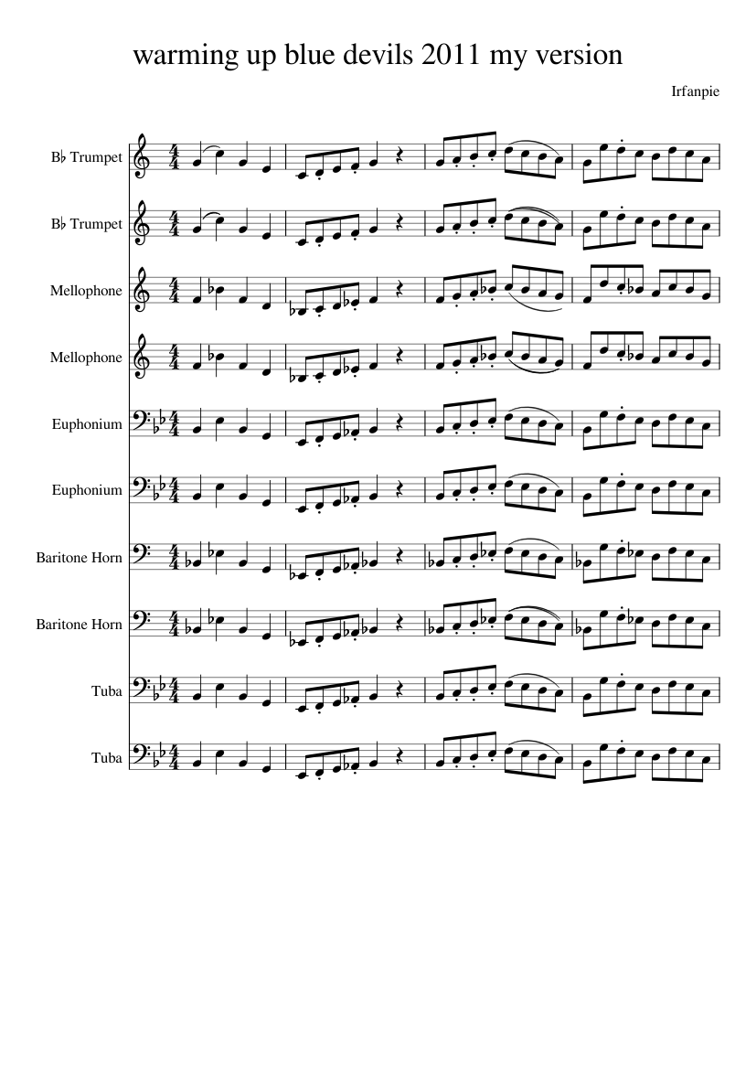 blue devils 2011 warming up-space chords Brass Sheet music for ...