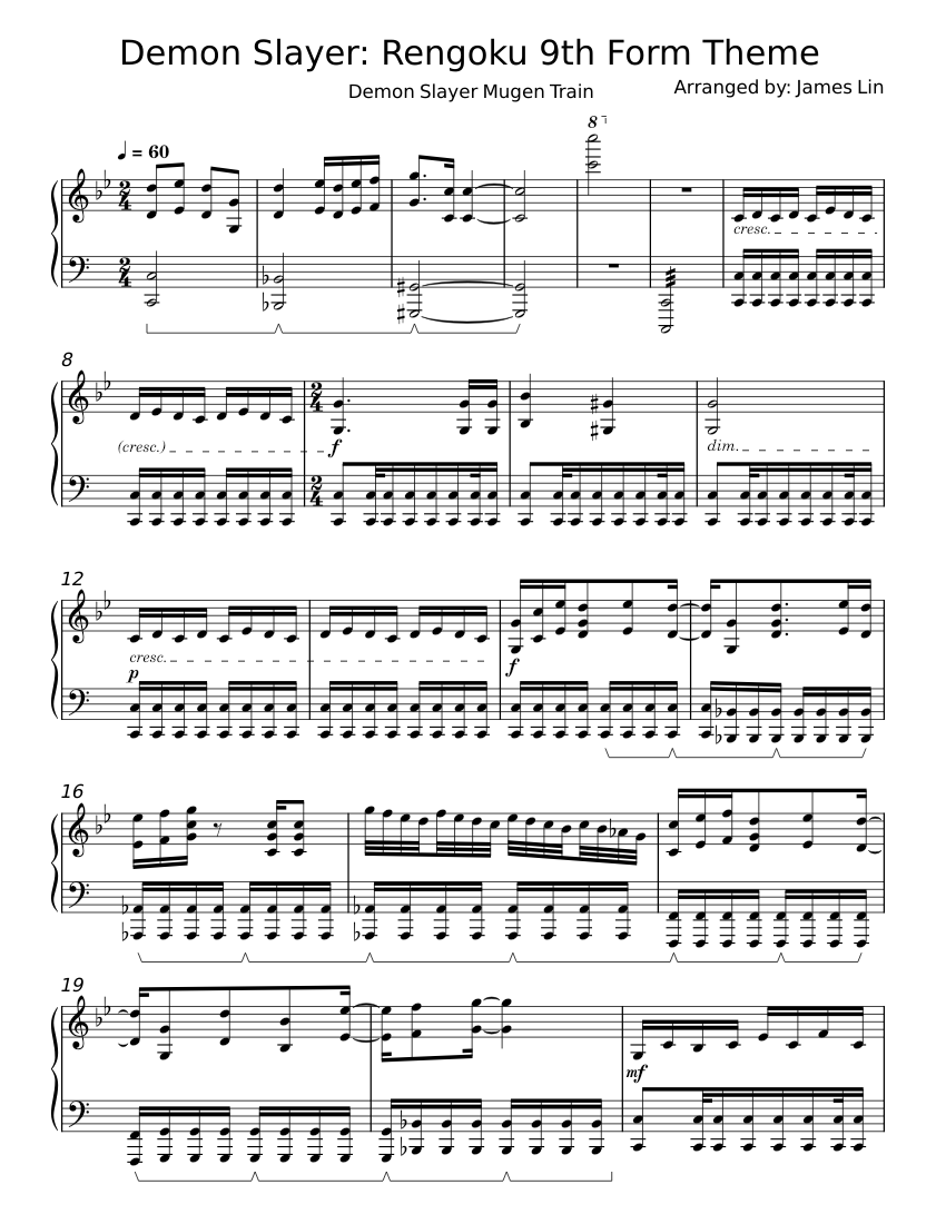 Rengoku 9th Form Theme Sheet music for Piano (Piano Duo) | Musescore.com