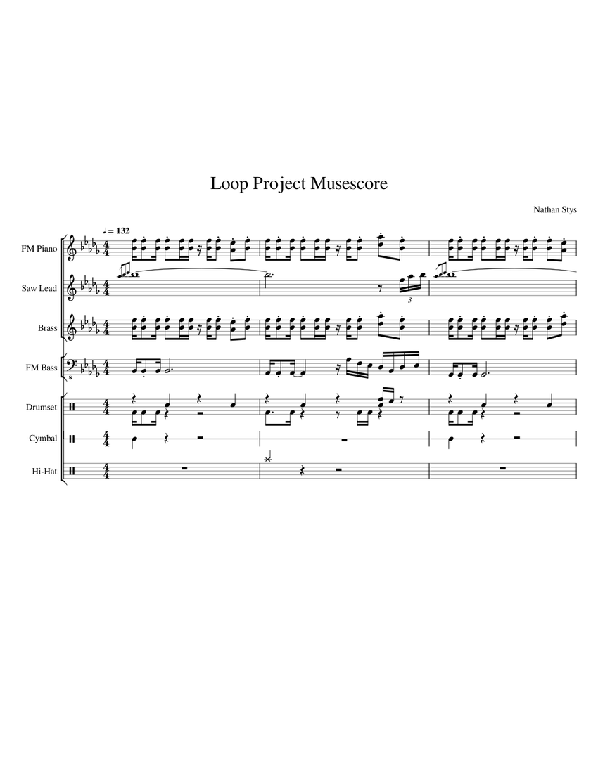 Music Technology Loop Project - MuseScore Version Sheet music for Flute ...
