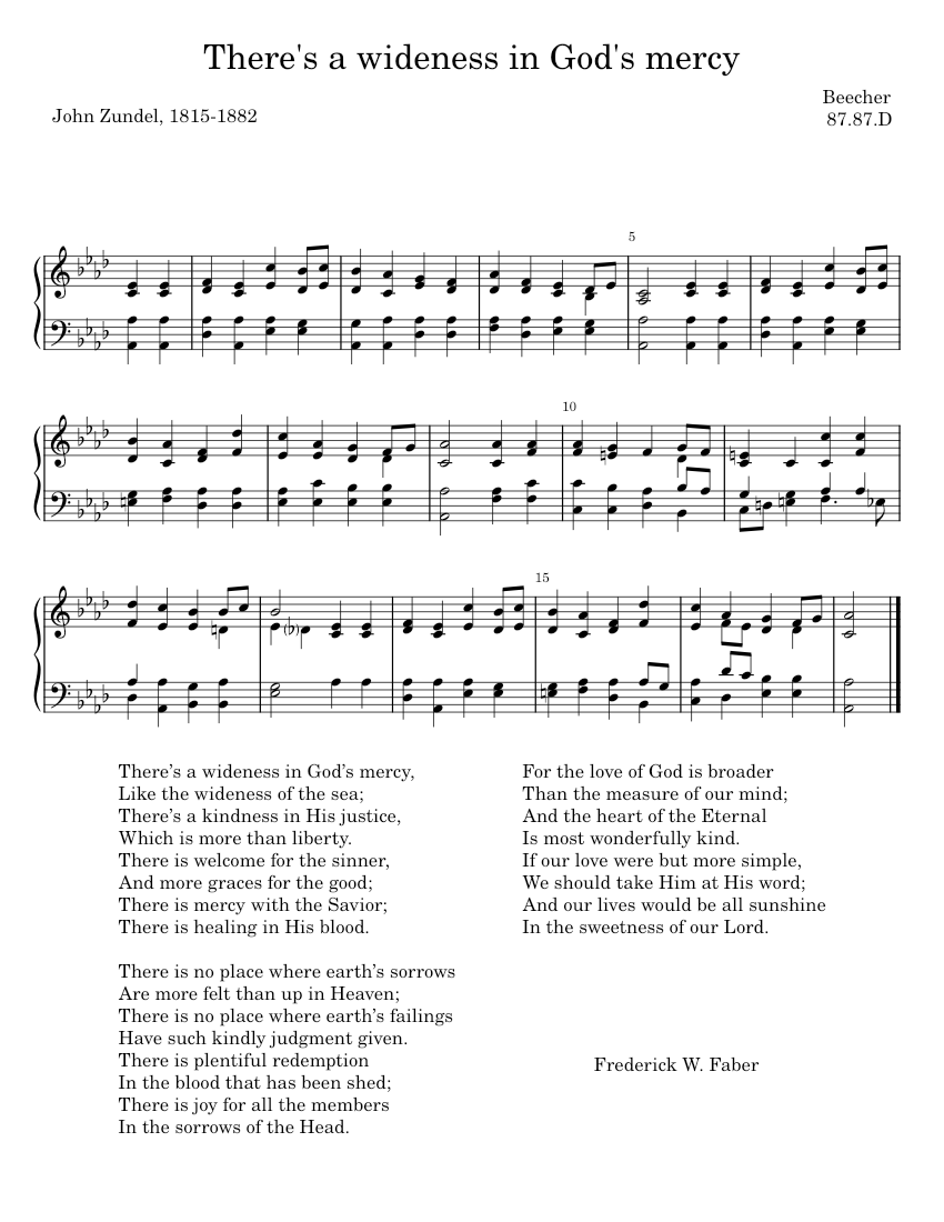 25B. There's a Wideness in God's Mercy (BEECHER) - John Zundel (1815 ...
