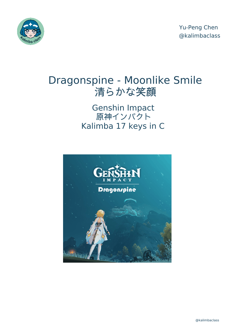 Moonlike Smile, Genshin Impact [Kalimba Tutorial] Sheet Music for ...