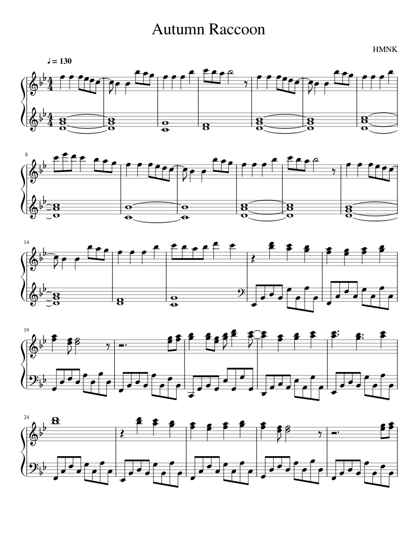 Autumn Raccoon Sheet music for Piano (Solo) | Musescore.com