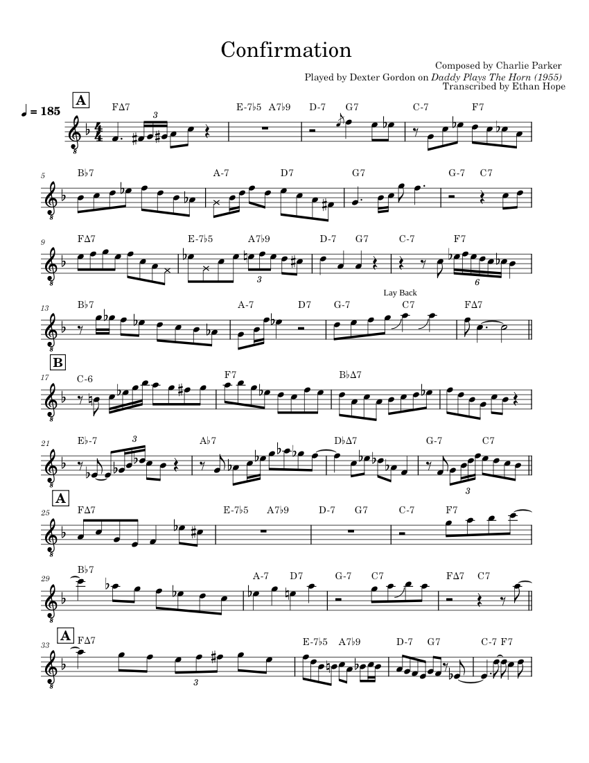 Confirmation – Dexter Gordon Sheet music for Saxophone tenor (Solo ...