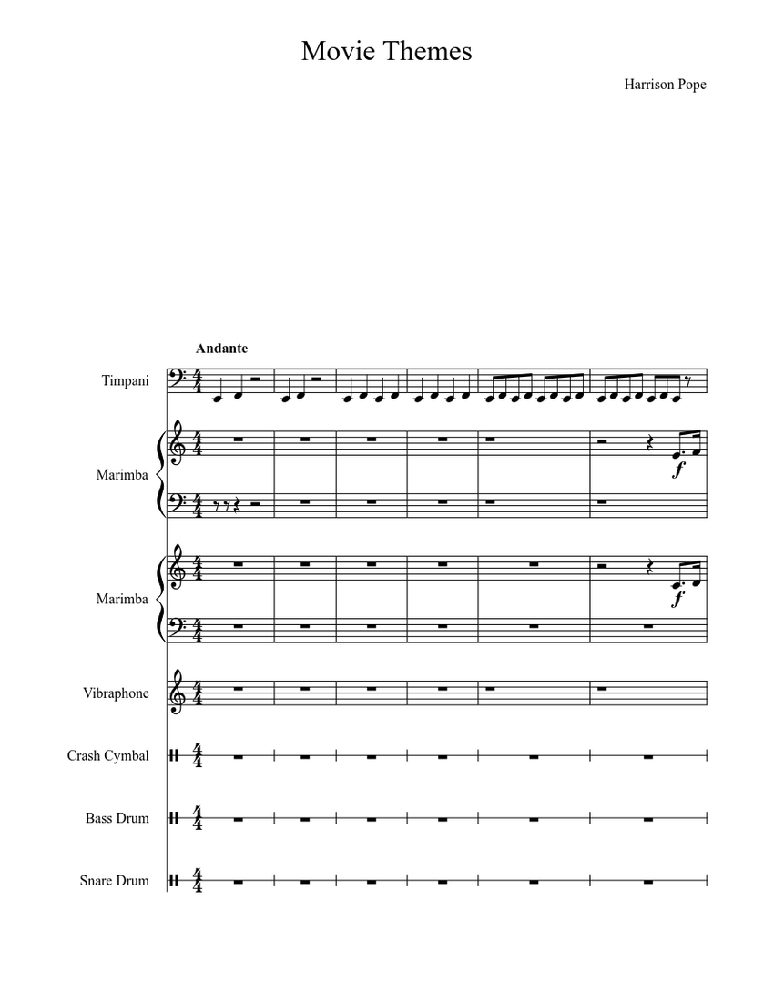 Movie Themes Sheet music for Timpani (Solo) | Musescore.com