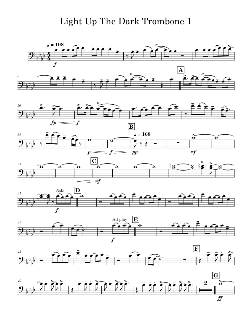 2023 Light Up The Dark Trombone 1 Sheet music for Trombone (Solo ...