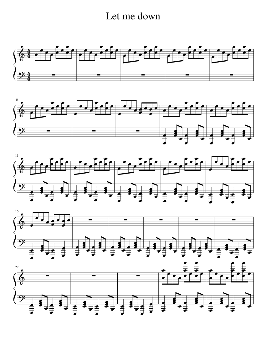 Let me down Sheet music for Piano (Solo) | Musescore.com