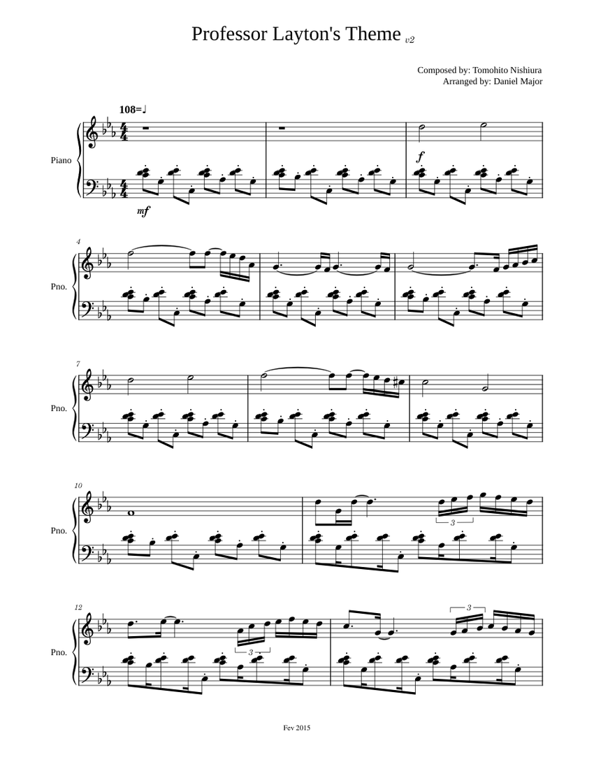 Professor Layton's theme - Piano Sheet music for Piano (Solo ...