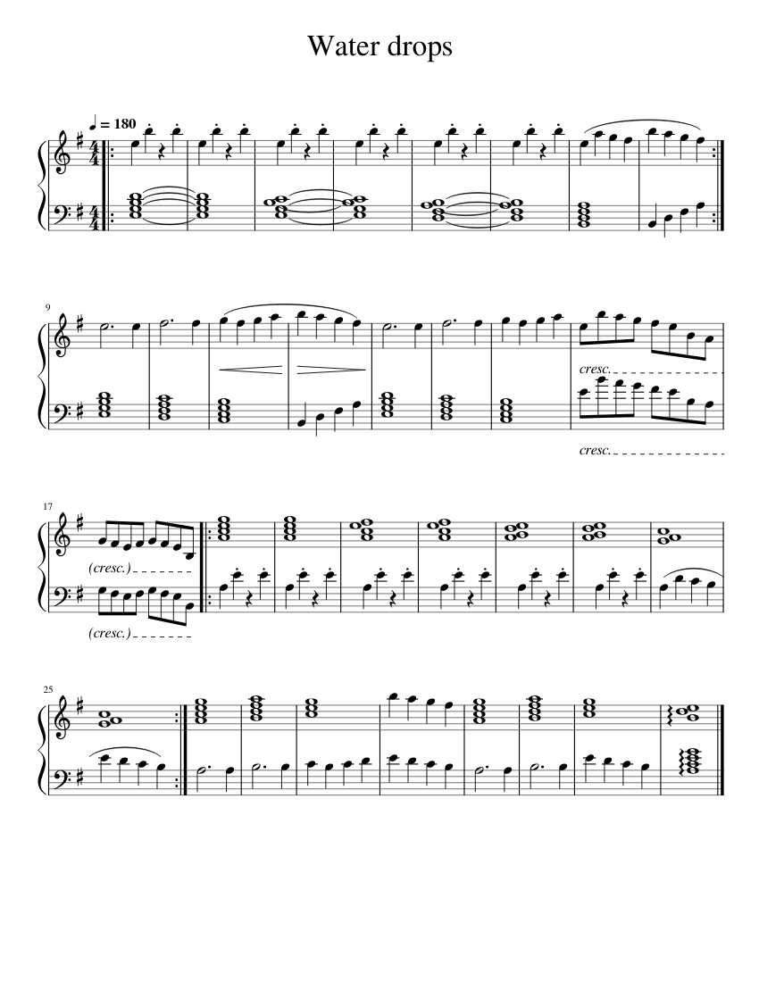 Water drops Sheet music for Piano (Solo) Easy | Musescore.com
