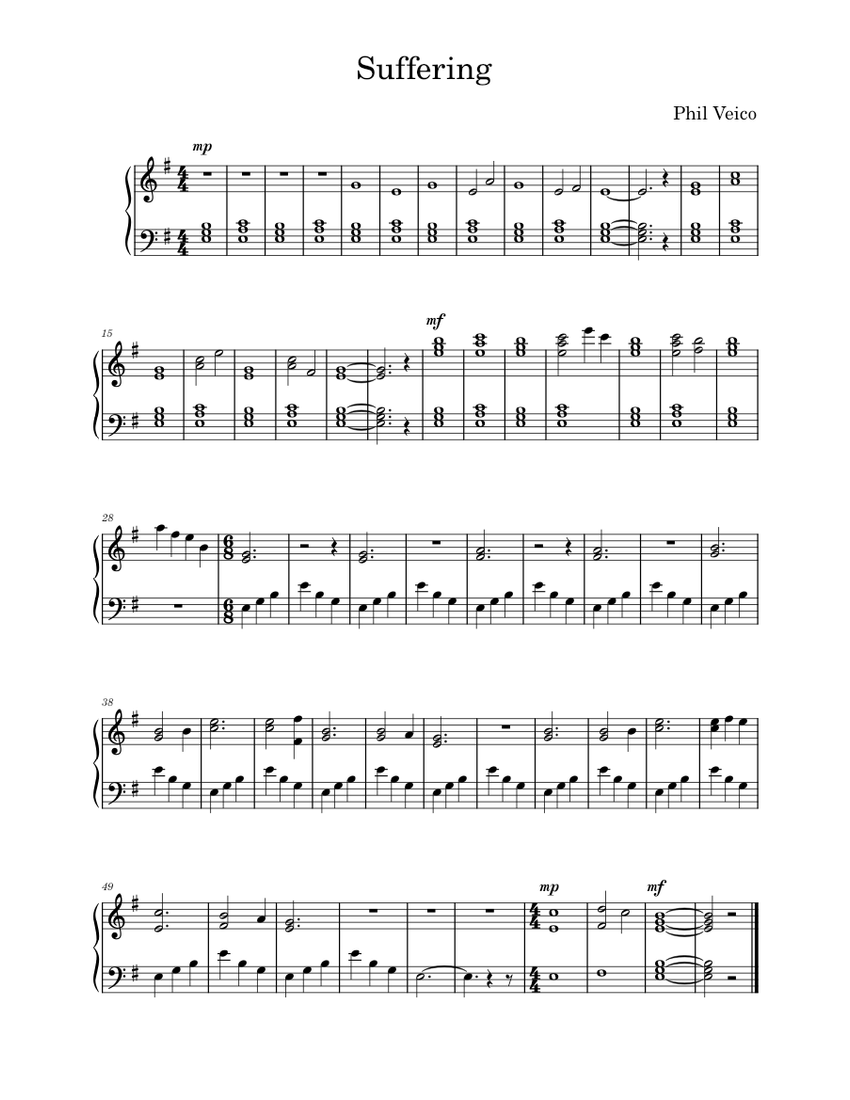 Suffering Sheet music for Piano (Solo) | Musescore.com