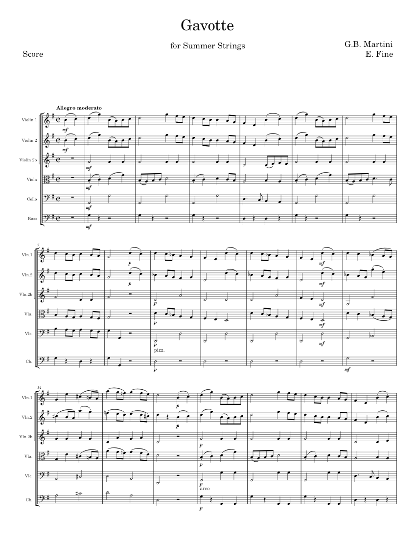Gavotte - G. B. Martini Sheet music for Violin, Viola, Cello, Bass ...