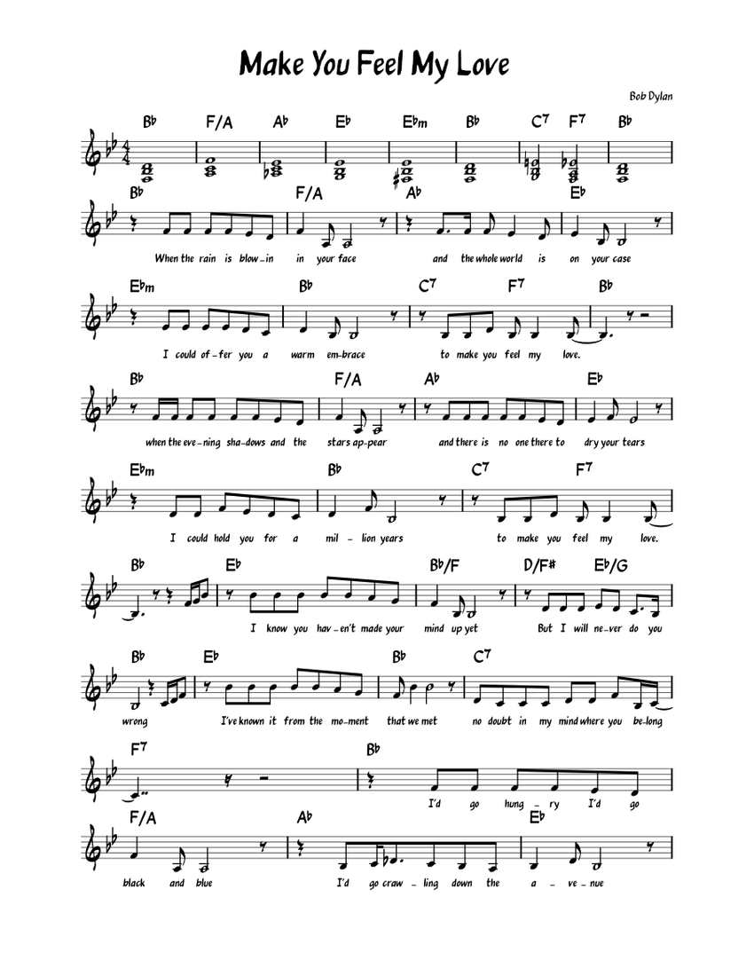 Make You Feel My Love Piano Chords