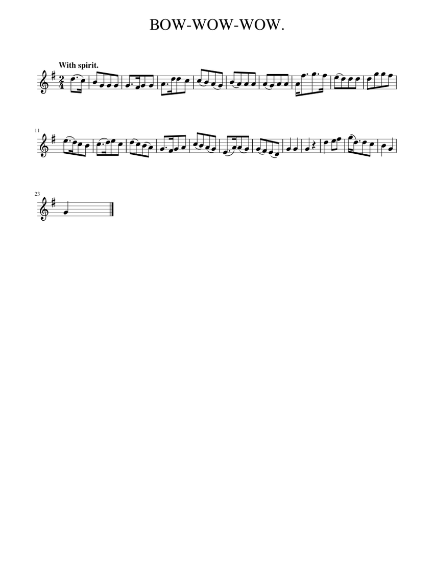 BOW-WOW-WOW. Sheet music for Piano (Solo) | Musescore.com
